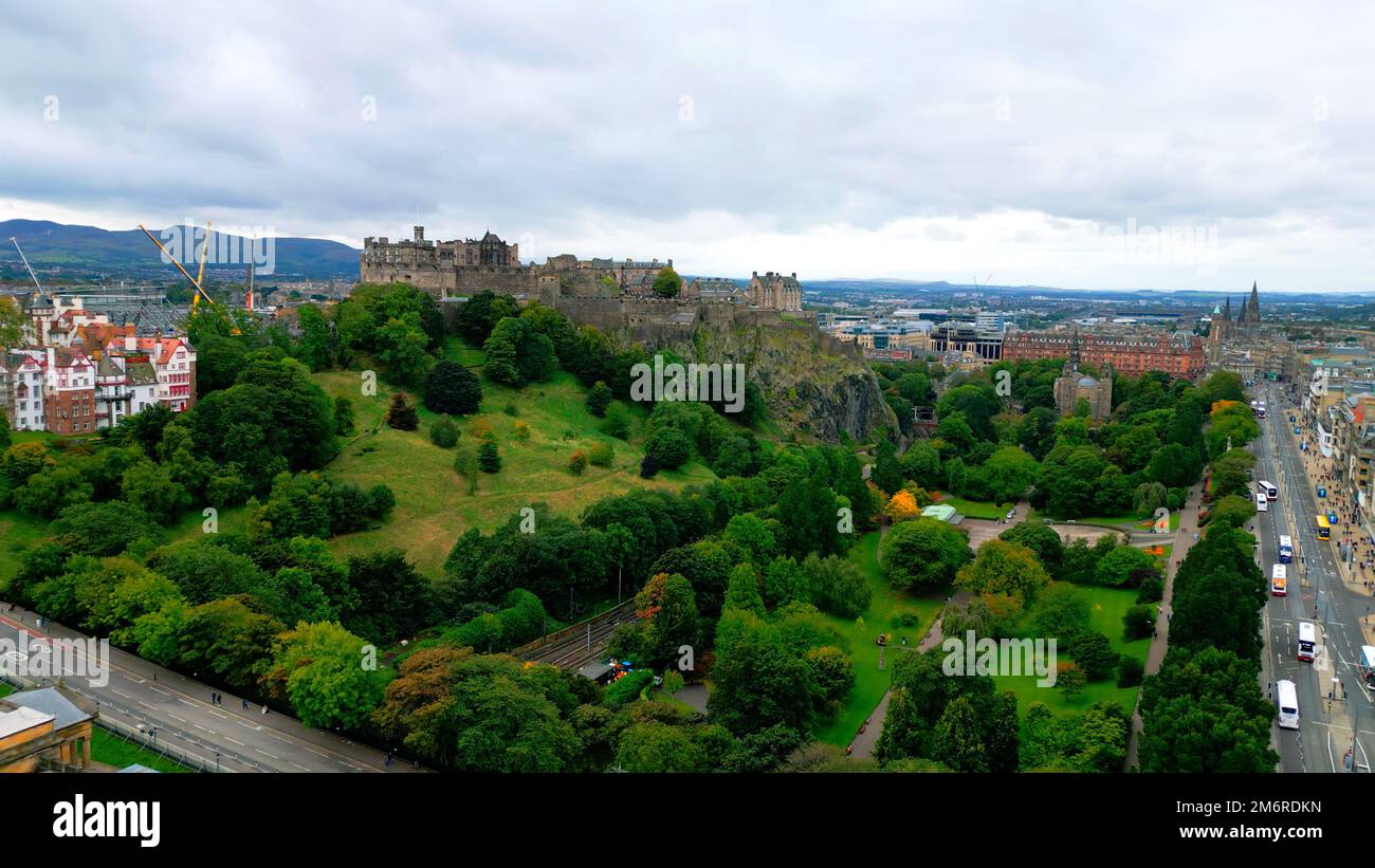 Edinburgh castle gardens aerial hi-res stock photography and images - Alamy