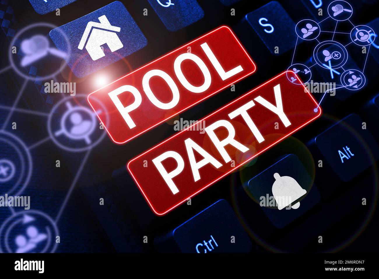 Sign displaying Pool Party. Business overview celebration that includes ...