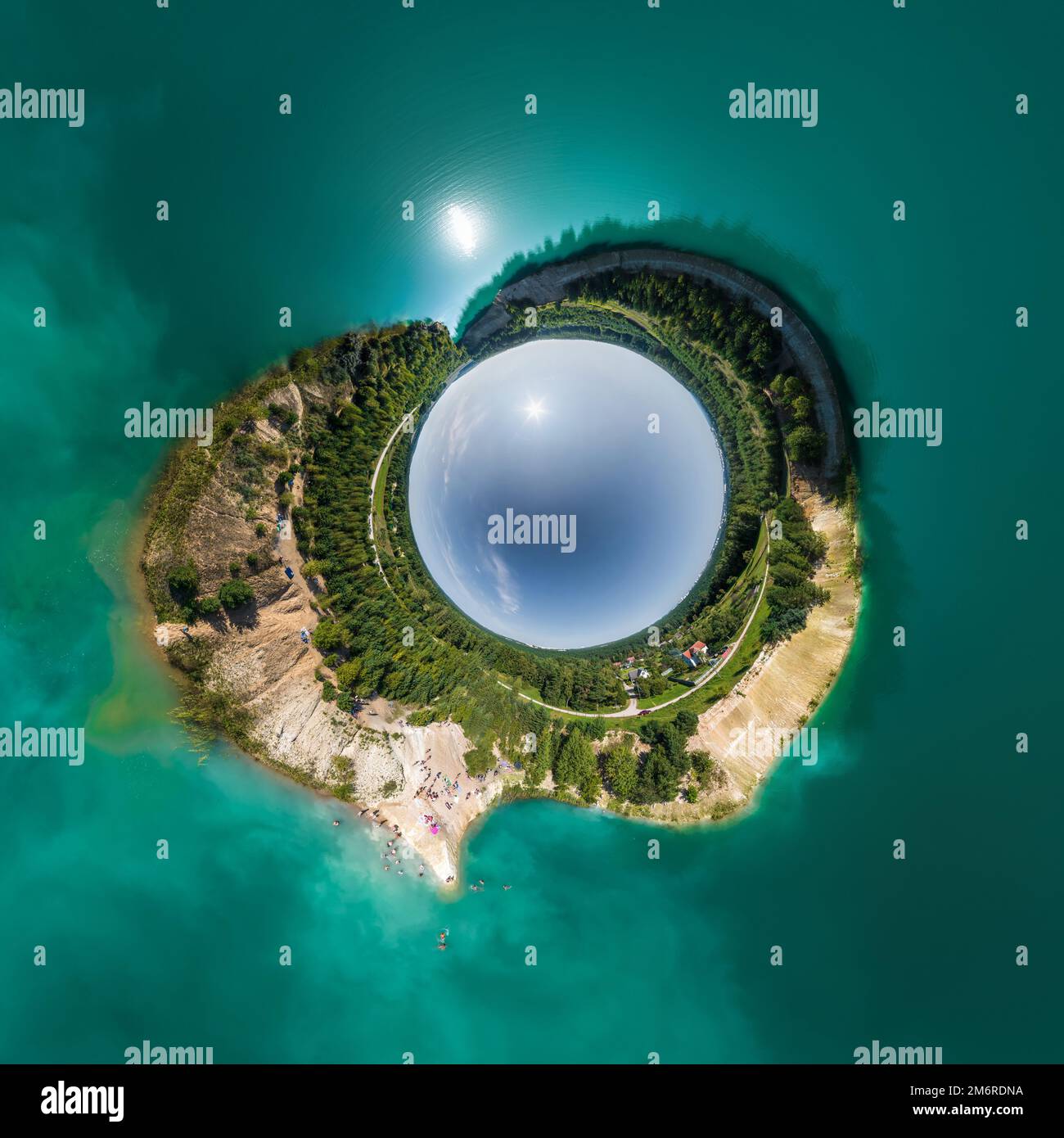 Blue little planet. Inversion of tiny planet transformation of ...