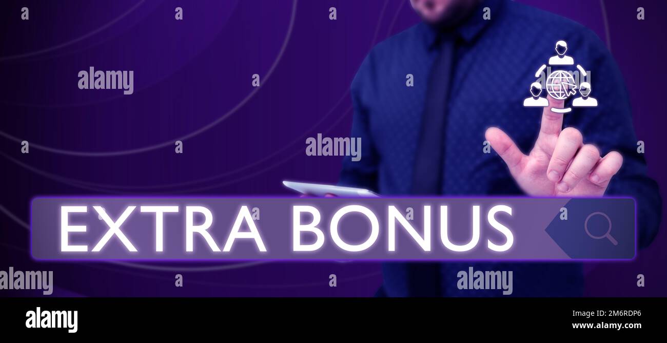 Conceptual display Extra Bonus. Conceptual photo an extra amount of ...