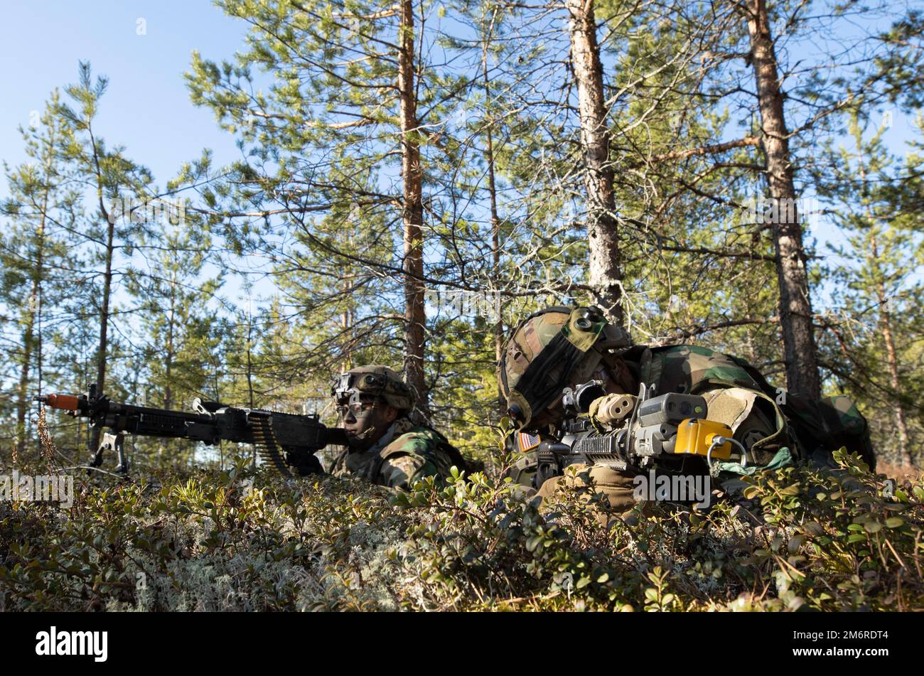 U.S. Army Pfc. Horacio Cruz, left, and Sgt. Da’Shon Williamson, right ...