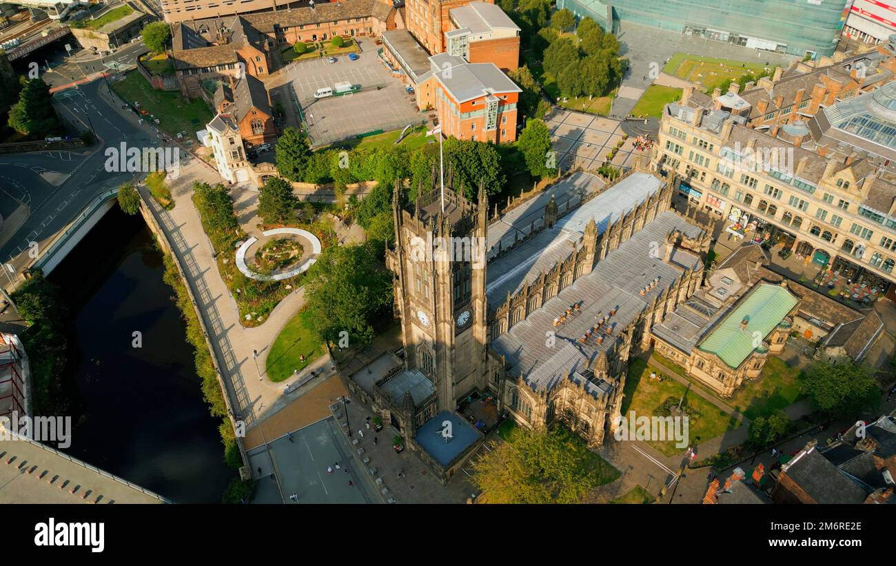 Manchester cathedral from above aerial hi-res stock photography and ...