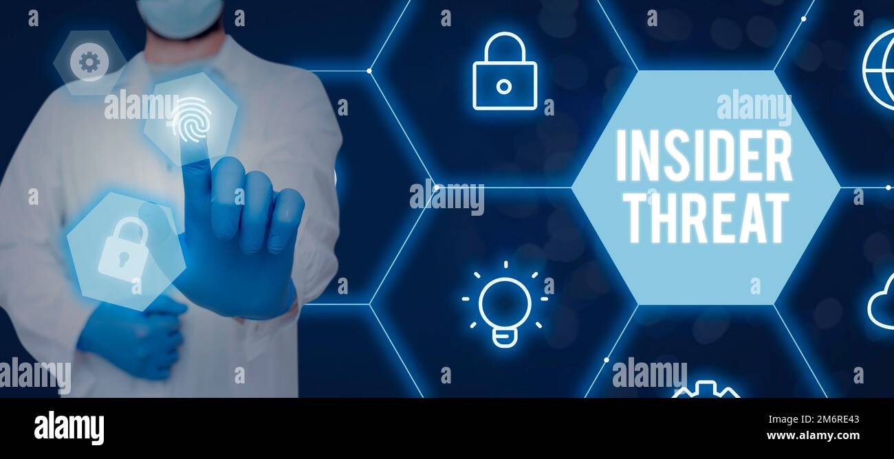 Hand writing sign Insider Threat. Internet Concept security threat that ...