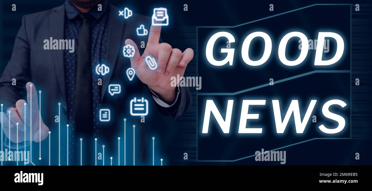 Sign displaying Good News. Business idea Someone or something positive ...