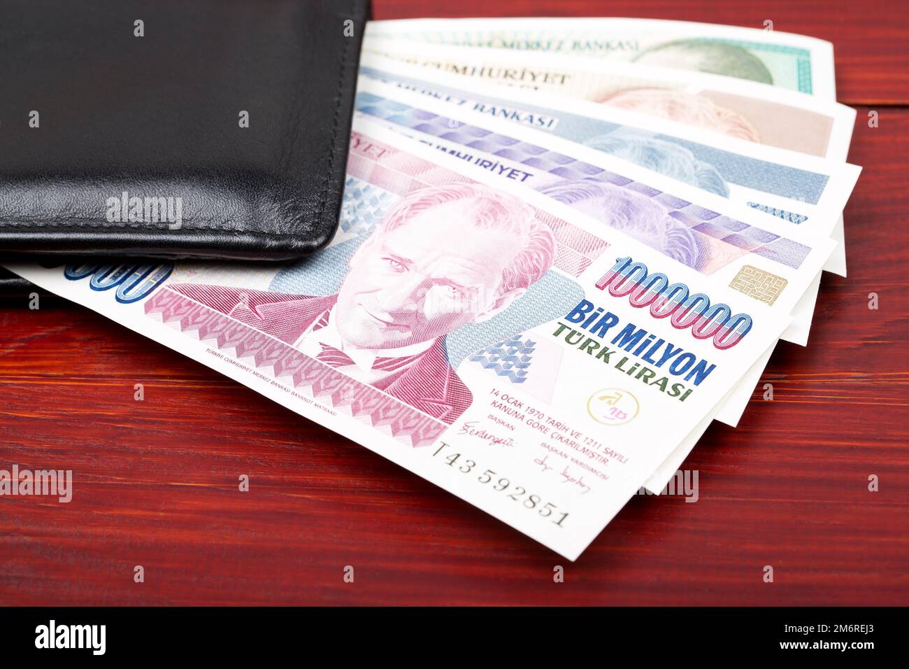 Old Turkish money in the black wallet Stock Photo - Alamy