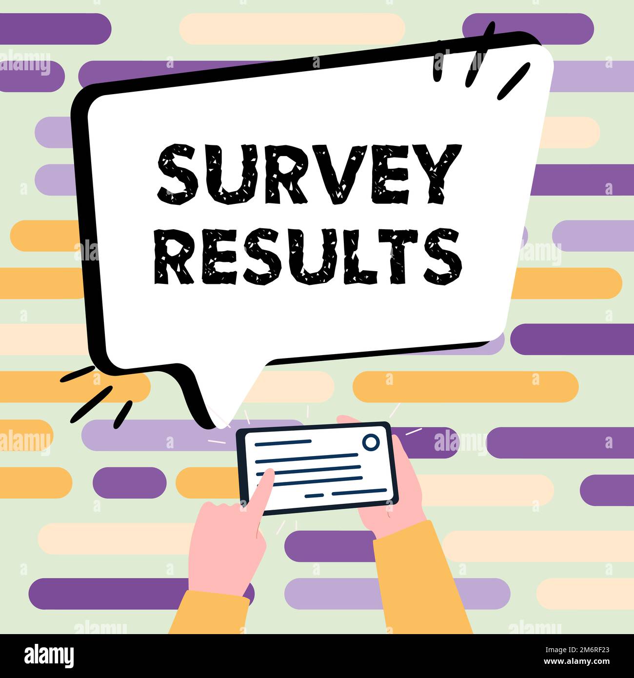 Text caption presenting Survey Results. Business overview result of ...