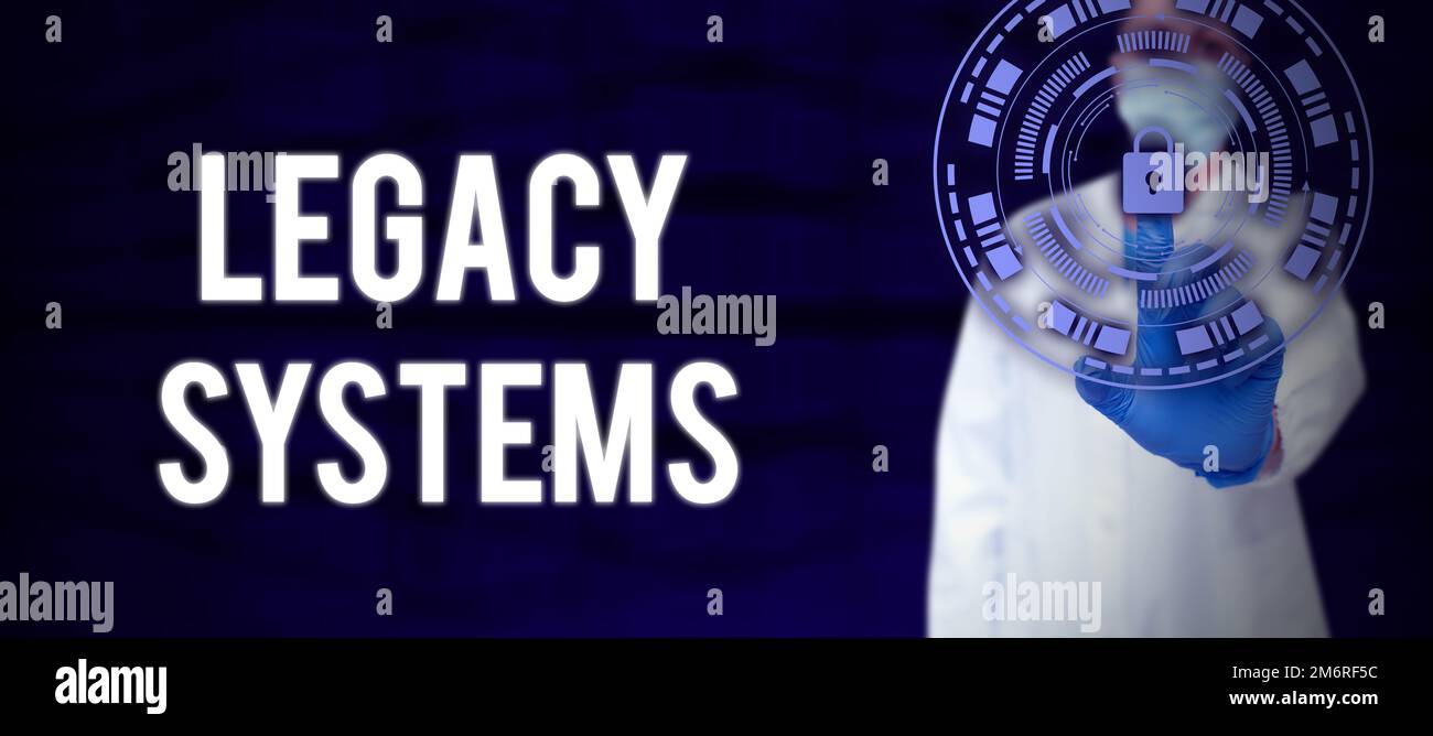 Conceptual caption Legacy Systems. Business idea old method technology ... Conceptual caption Legacy Systems. Business idea old method technology ...