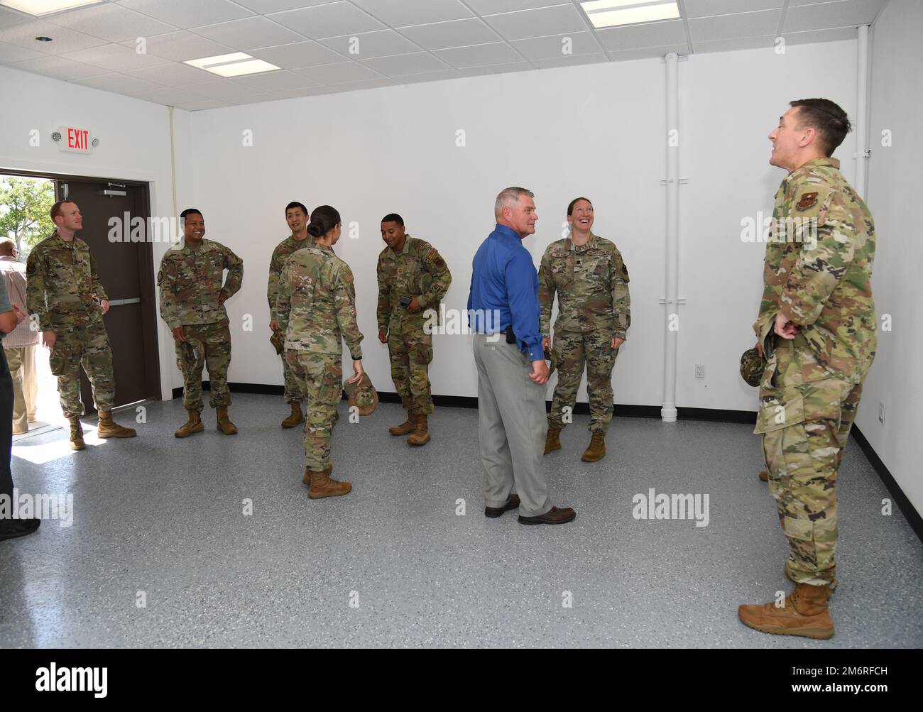 Keesler personnel tour inside a new training building during the Air ...