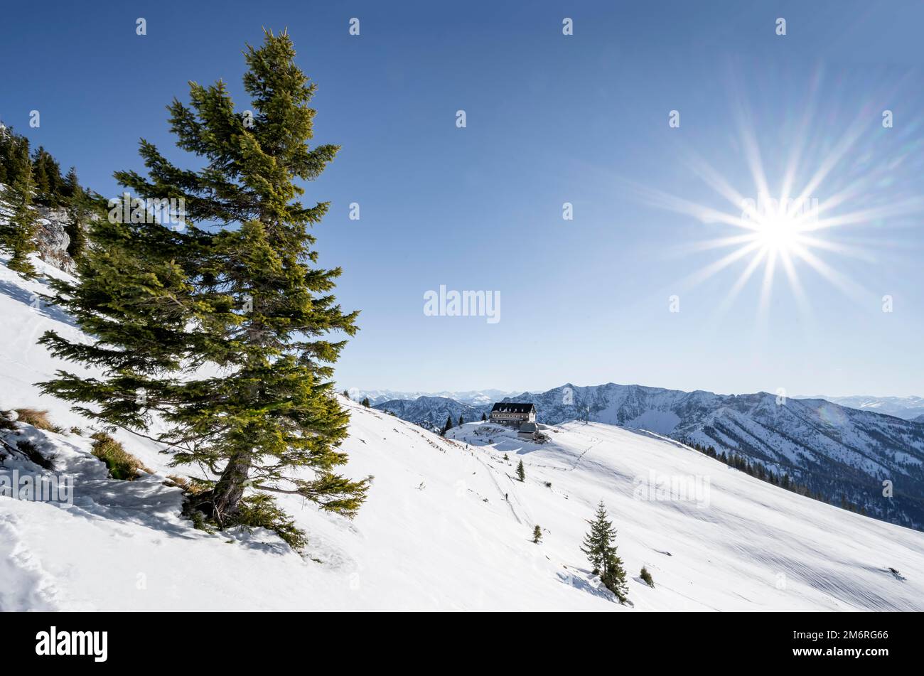 Rotwandhaus mountain hut, in winter, ski tour on the Rotwand, solar ...
