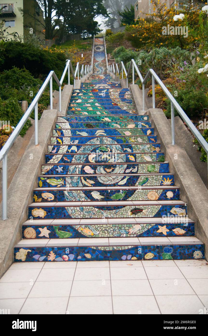 Mosaic stairs in san francisco Stock Photo - Alamy