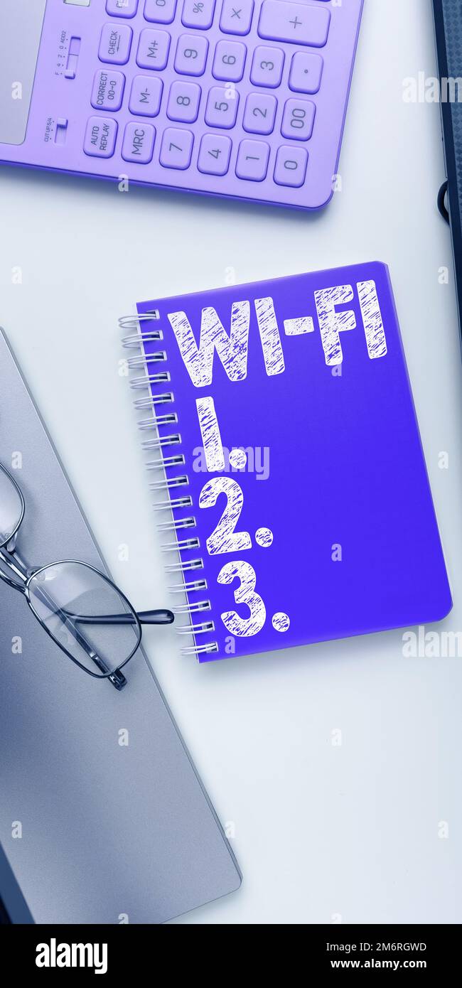 Text caption presenting Wi Fi. Concept meaning radio technologies ...
