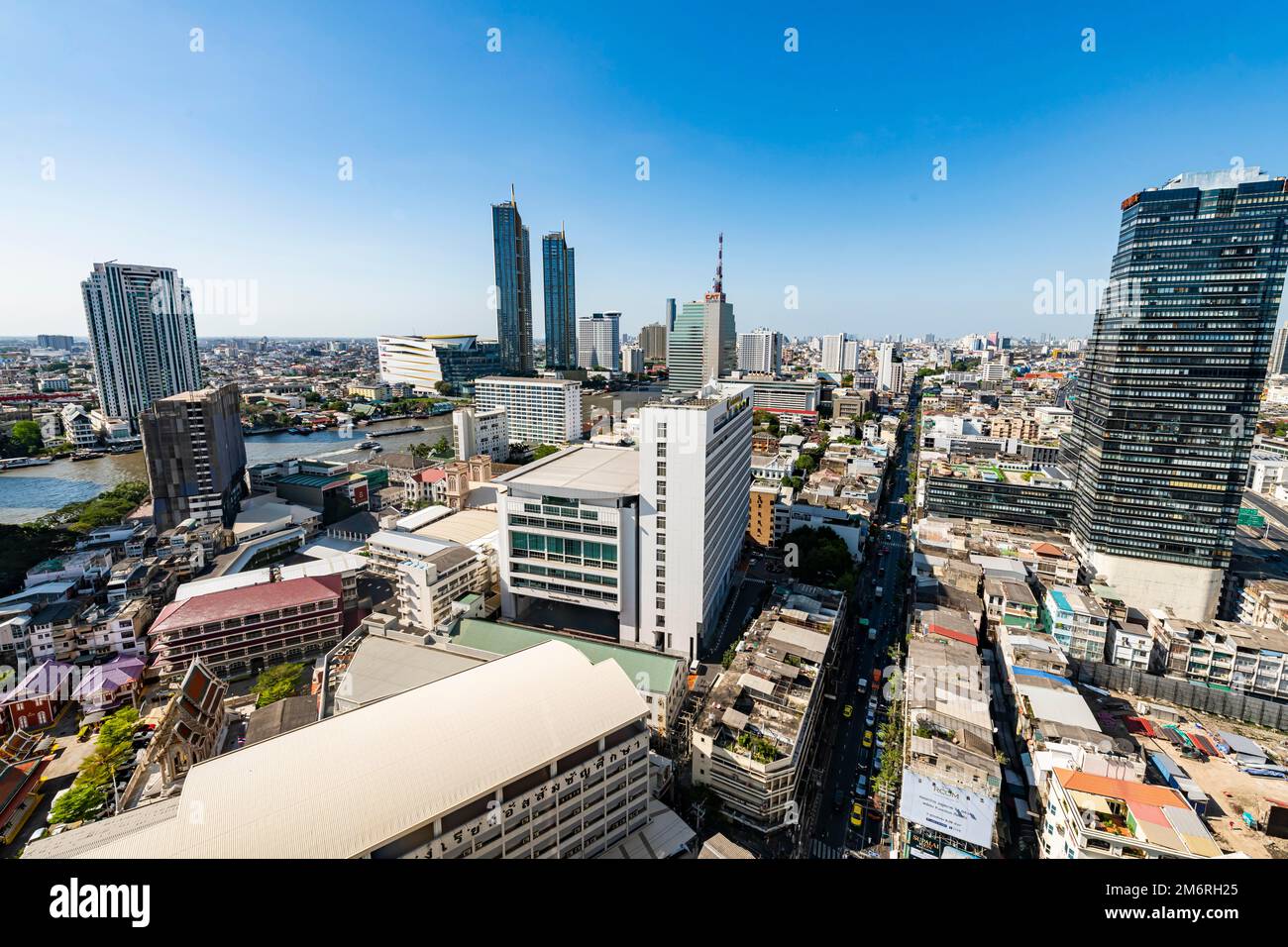 Skyline of Bangkok with the Chao Praya river, Thailand Stock Photo - Alamy