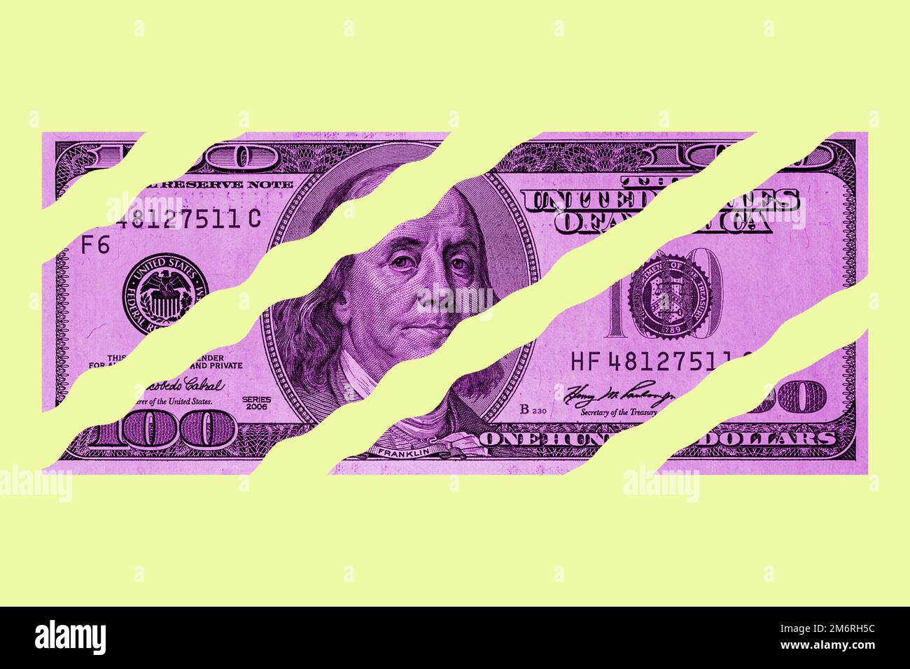 Contemporary artwork background with colored banknote. Digital texture ...