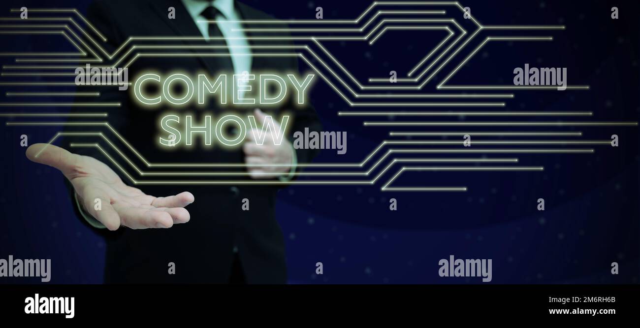 Hand writing sign Comedy Show. Word Written on Funny program Humorous ...