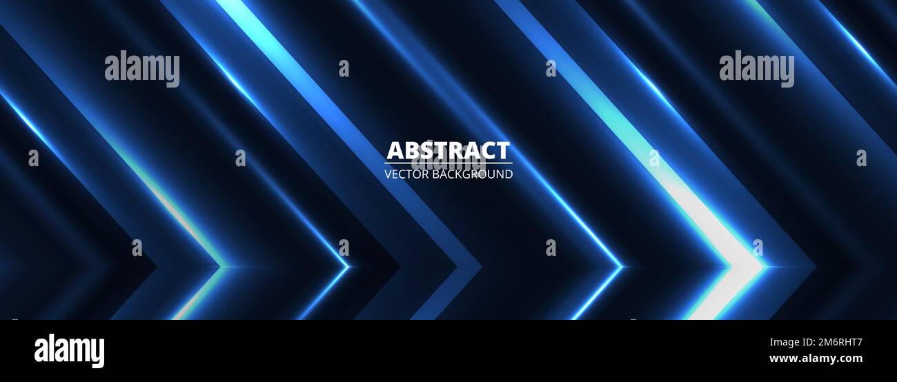 Vector dark blue abstract modern wide banner with light blue shiny ...