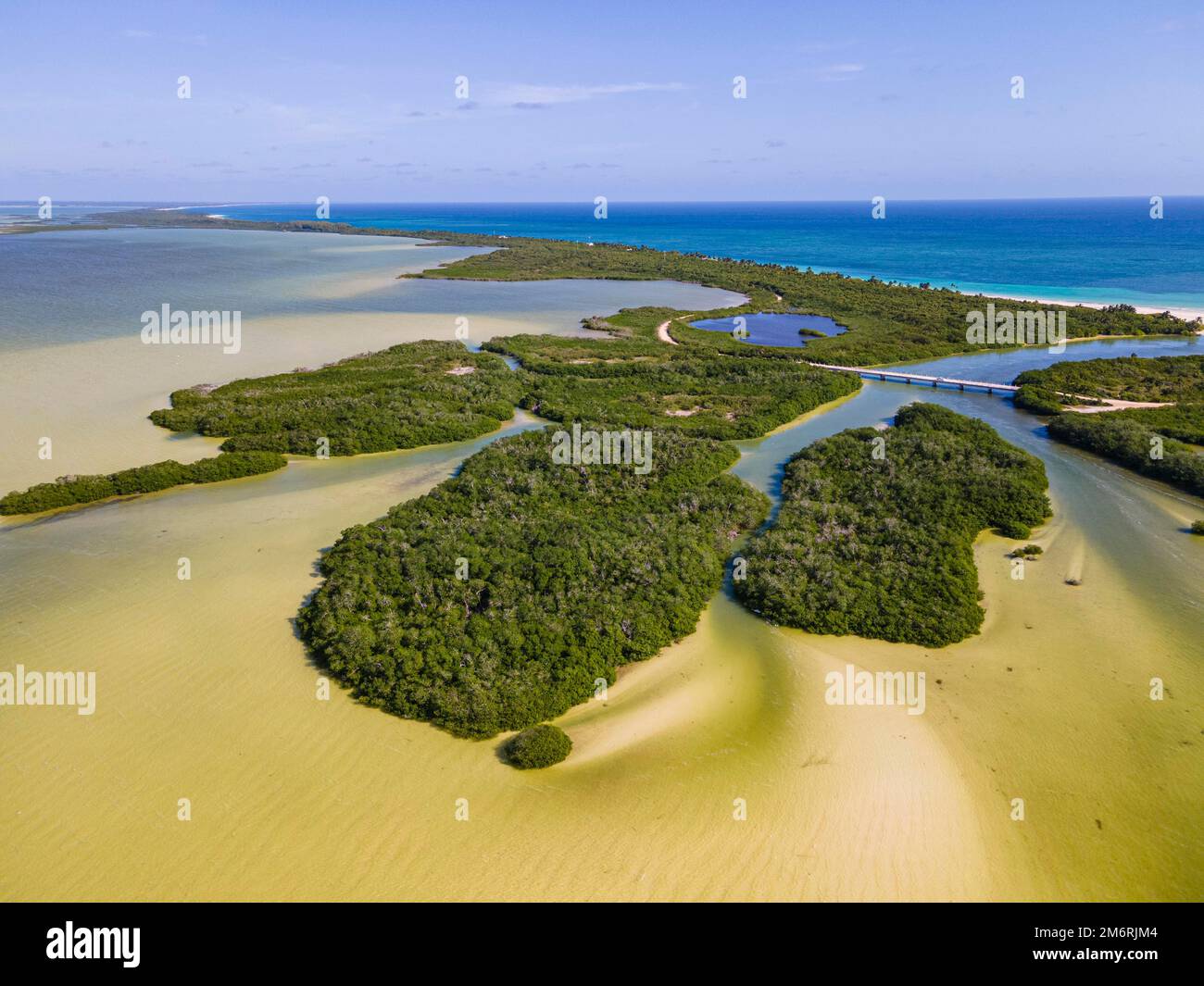 Aerial of the Unesco world heritage site biosphere reserve Sian Ka'an ...