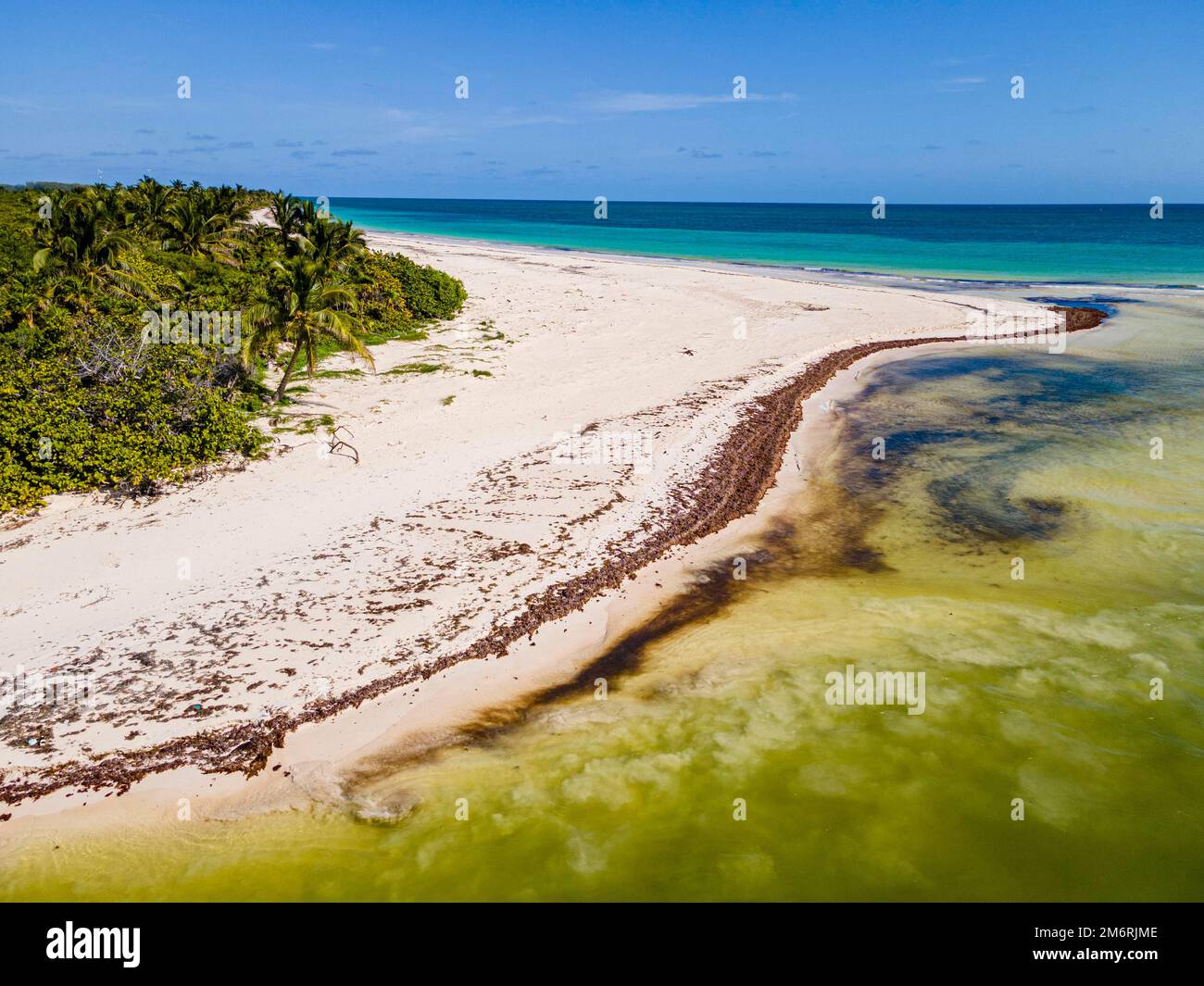 Aerial of the Unesco world heritage site biosphere reserve Sian Ka'an ...