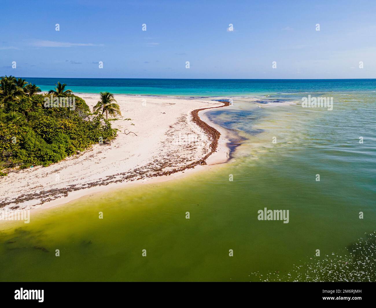 Aerial of the Unesco world heritage site biosphere reserve Sian Ka'an ...