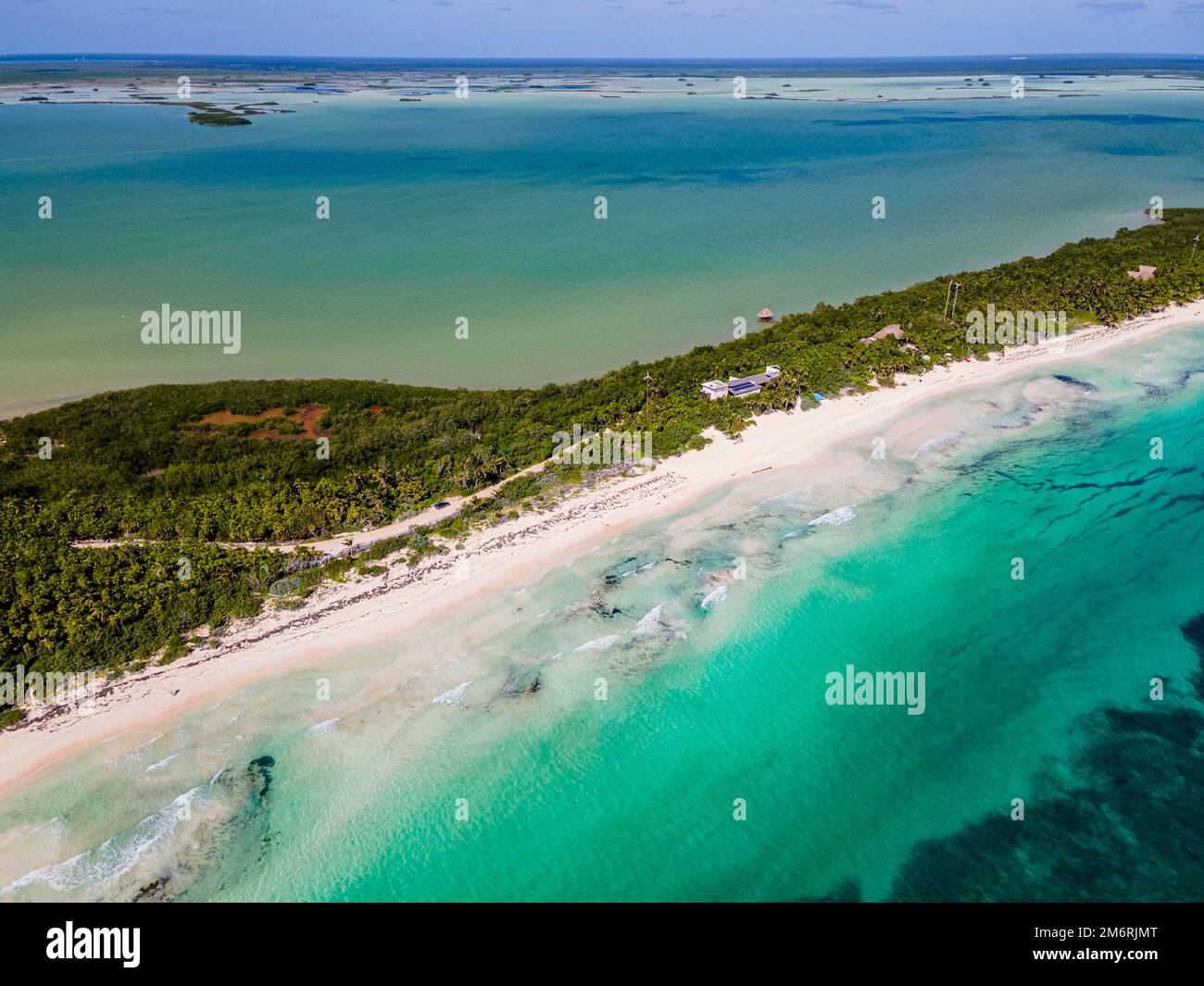 Aerial of the Unesco world heritage site biosphere reserve Sian Ka'an ...