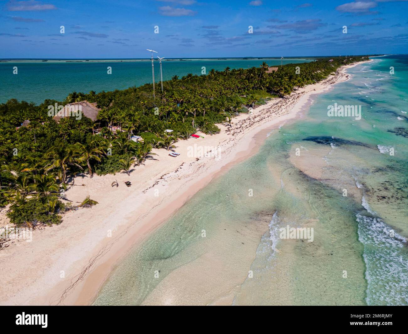 Aerial of the Unesco world heritage site biosphere reserve Sian Ka'an ...