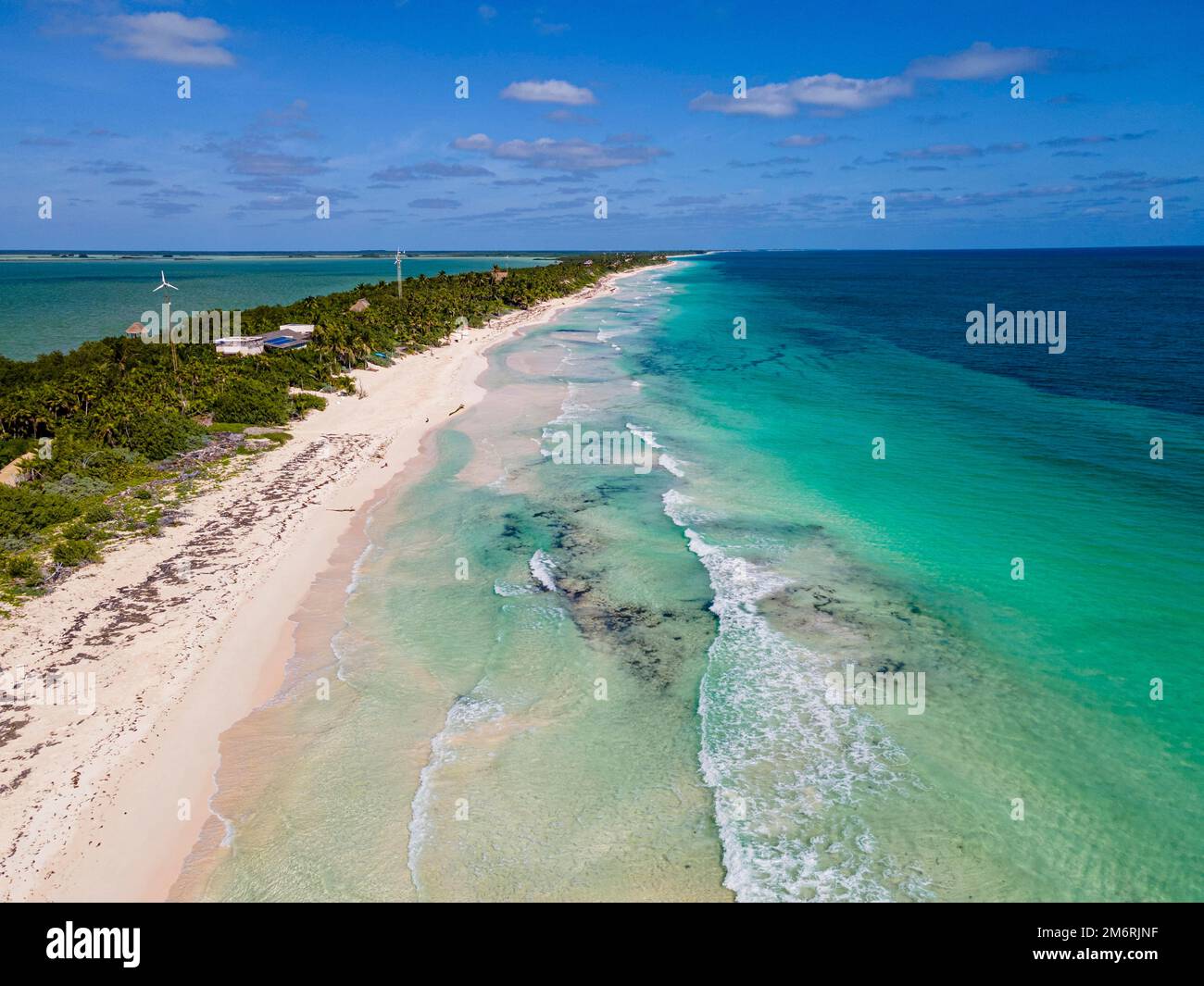 Aerial of the Unesco world heritage site biosphere reserve Sian Ka'an ...