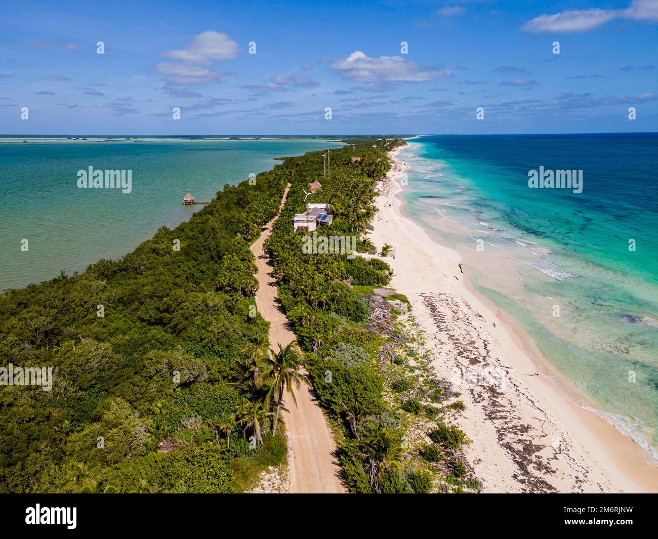Aerial of the Unesco world heritage site biosphere reserve Sian Ka'an ...