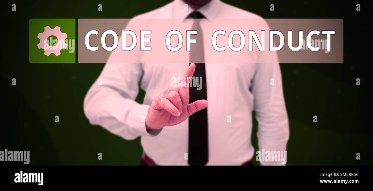 Text showing inspiration Code Of Conduct. Concept meaning Ethics rules ...