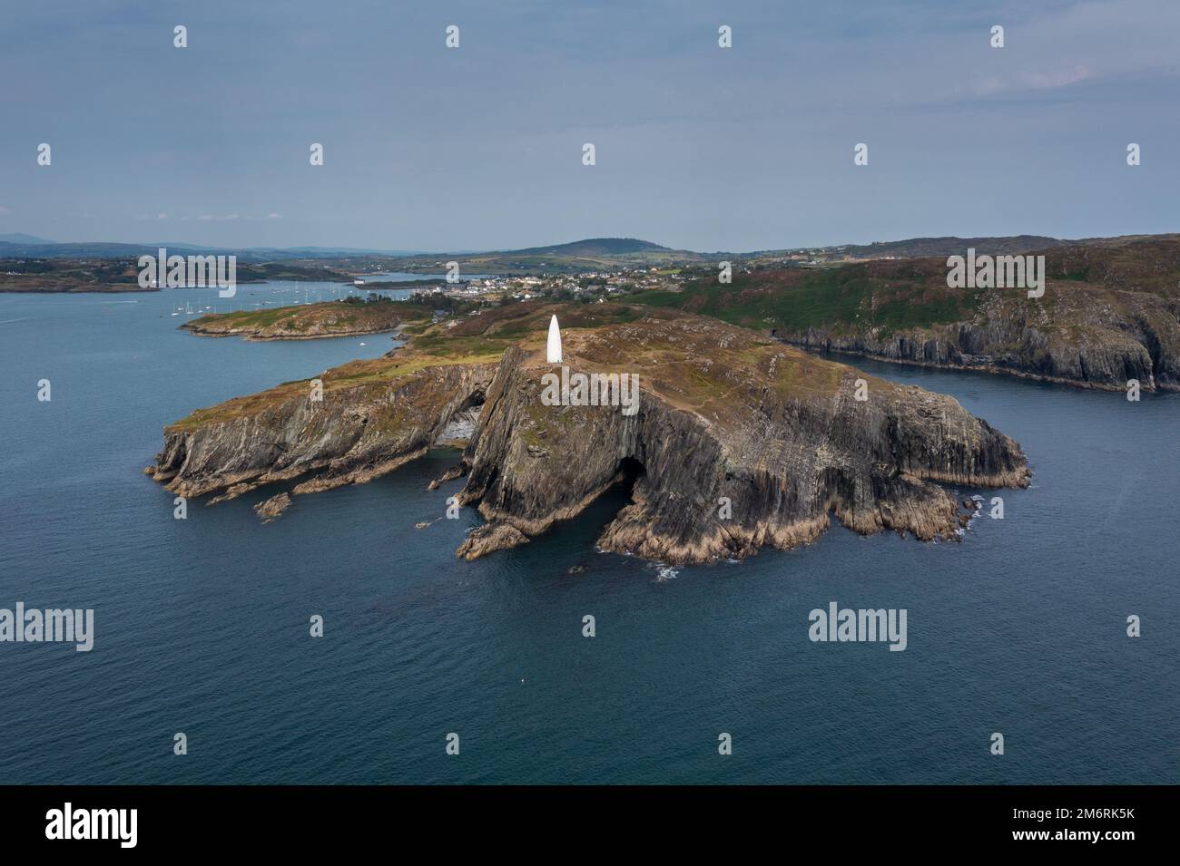 The Baltimore Beacon and entrance to Baltimore Harbor in West Cork ...