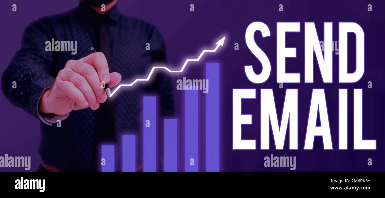 Text caption presenting Send Email. Word Written on the system for ...