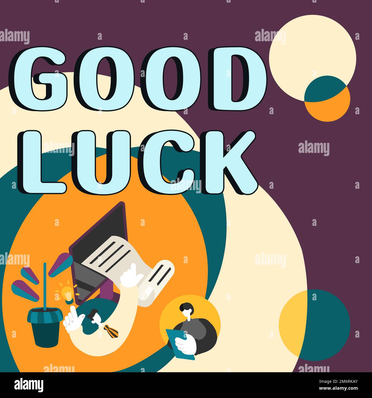 Text caption presenting Good Luck. Business idea A positive fortune or ...