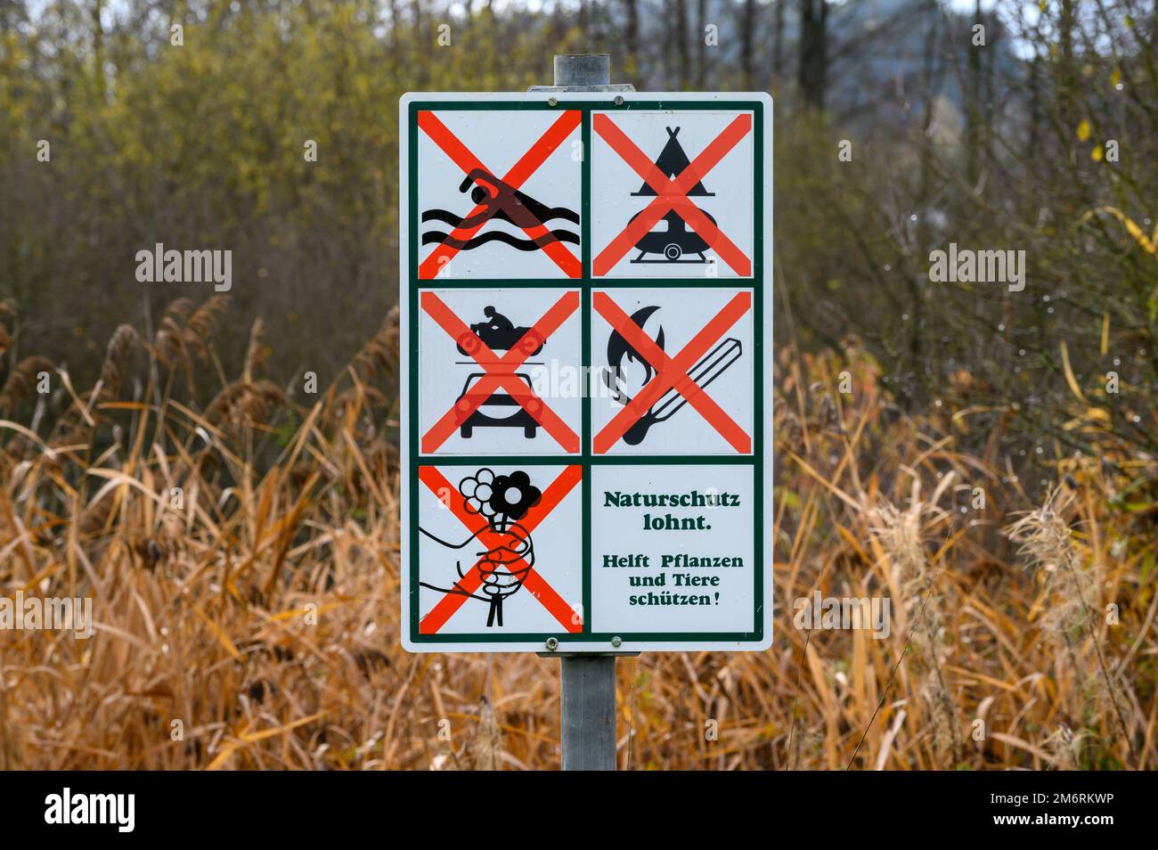 SCHALKENMEHREN, GERMANY - NOV 21, 2022: Restrictions sign in a nature ...