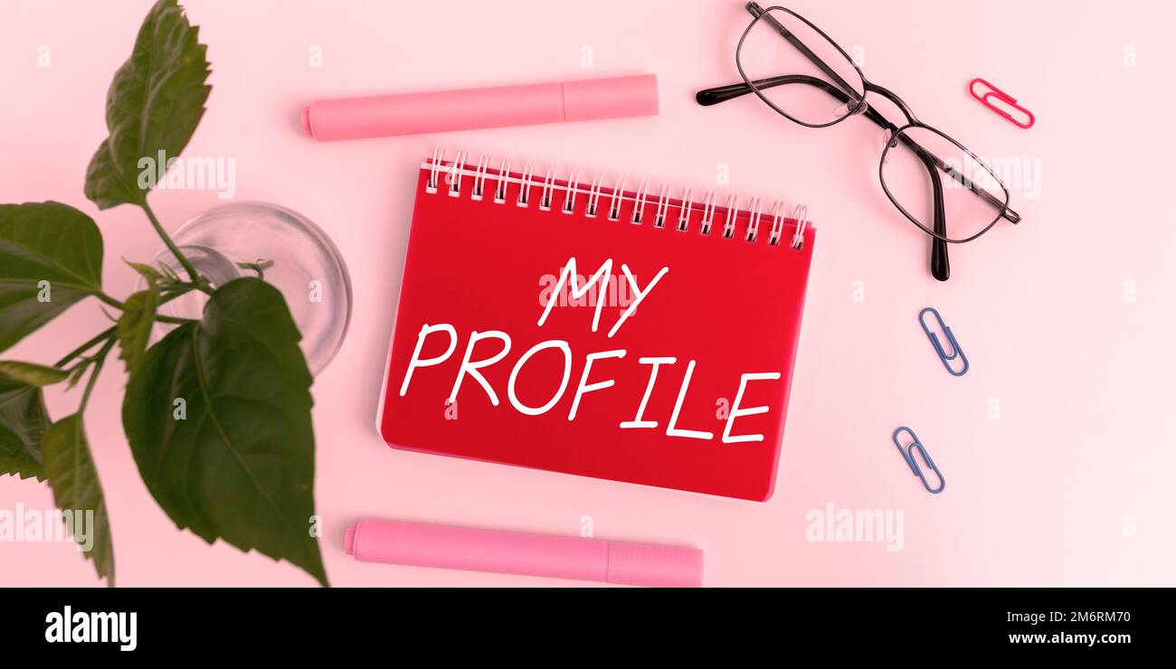 Handwriting text My Profile. Word for record of your personal ...