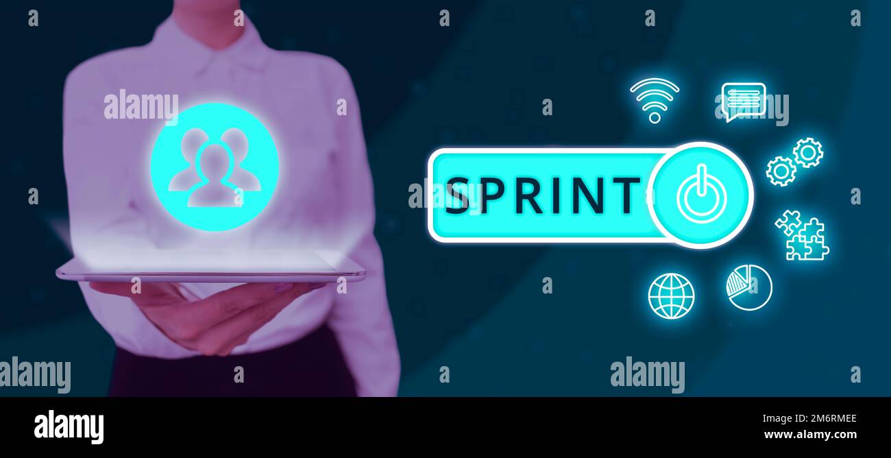 Text sign showing Sprint. Business concept to move at top speed ...