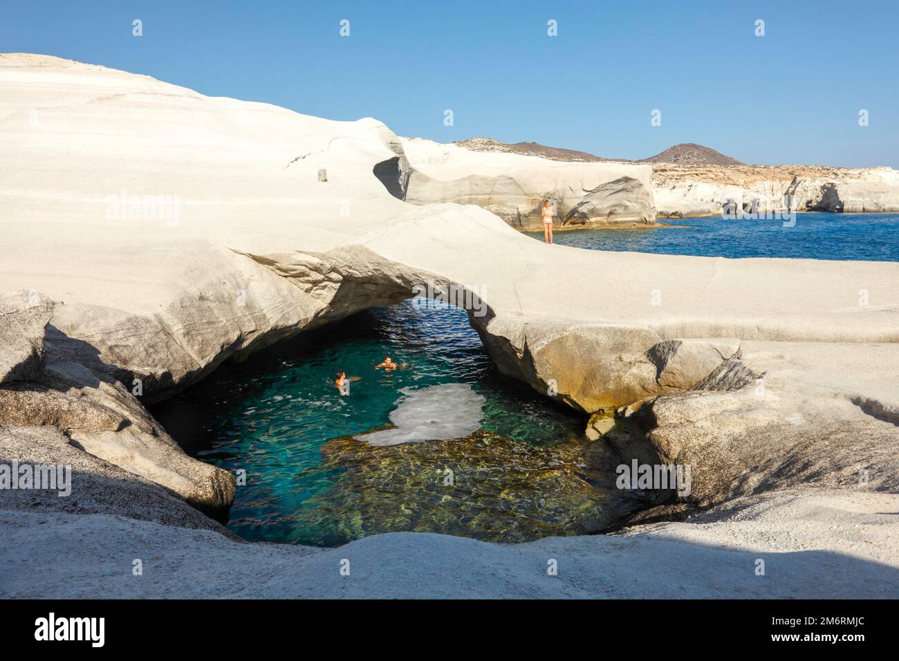 Volcanic Rock formations and stone bridge of Sarakiniko, Milos ...