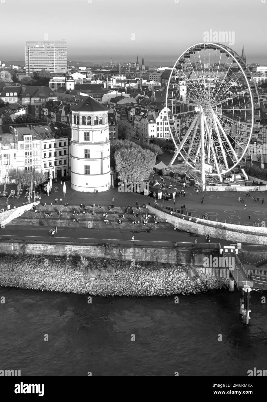 Giant Ferris Wheel, Castle Tower on the Rhine, Duesseldorf, North Rhine ...