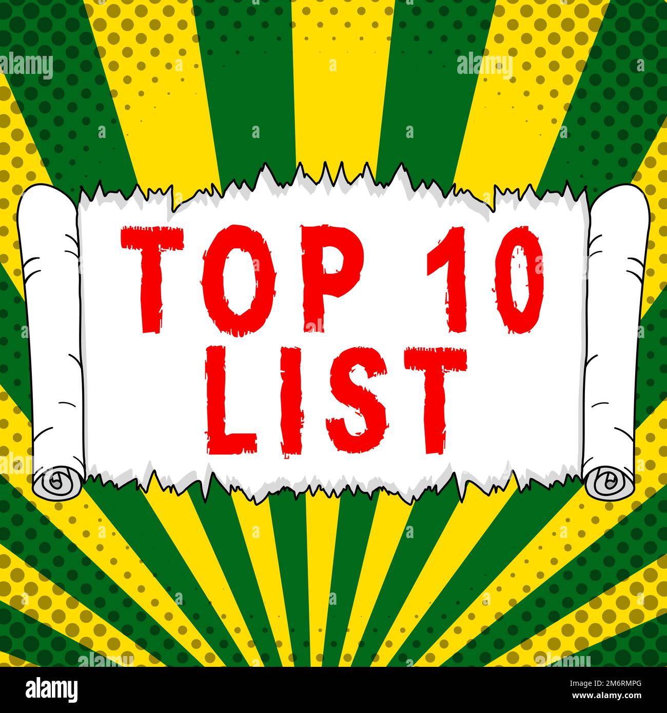 Sign displaying Top 10 List. Business approach the ten most important ...