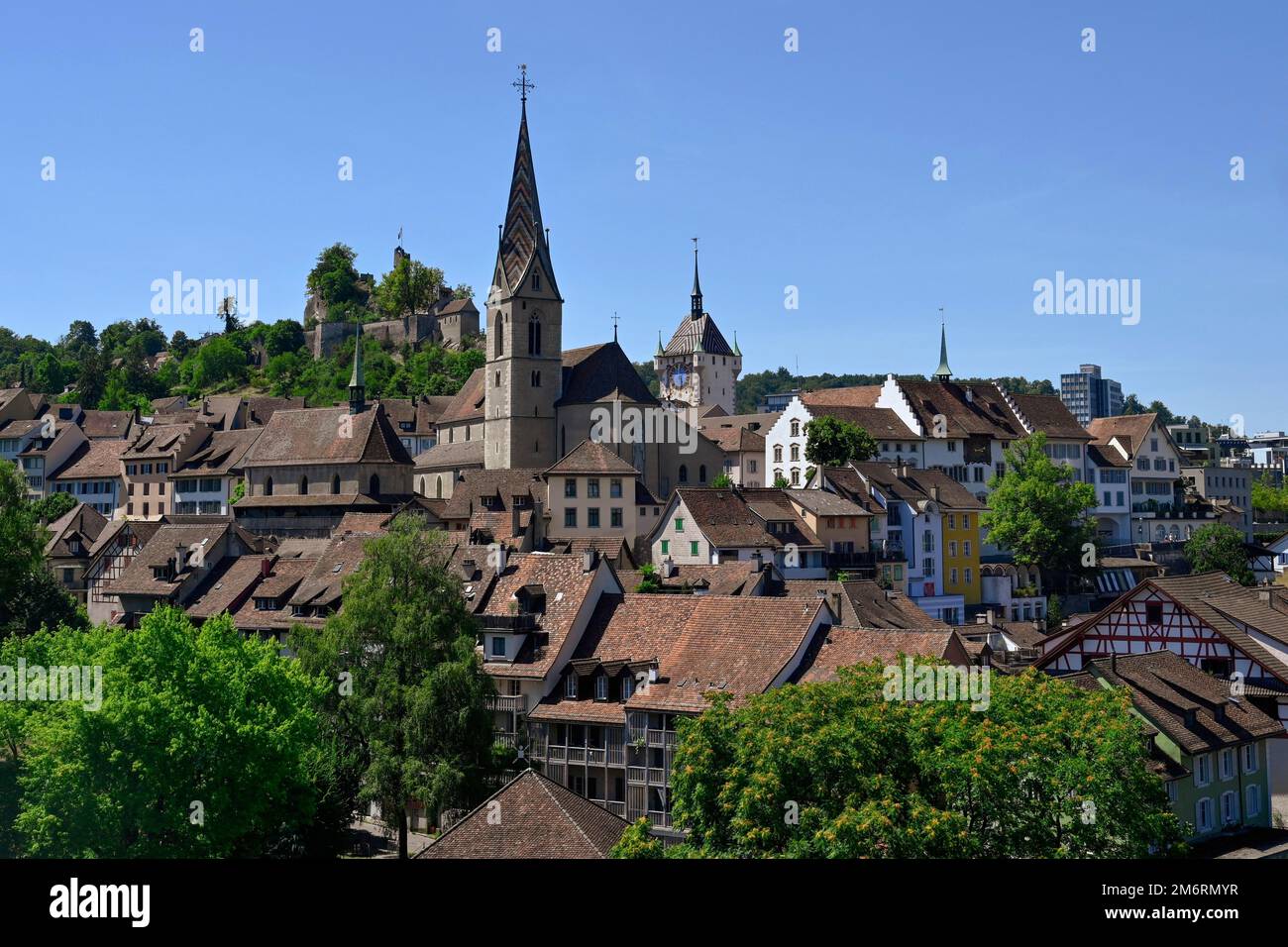 Old Town Catholic Church and Ruin Stein, Baden, Switzerland Stock Photo ...