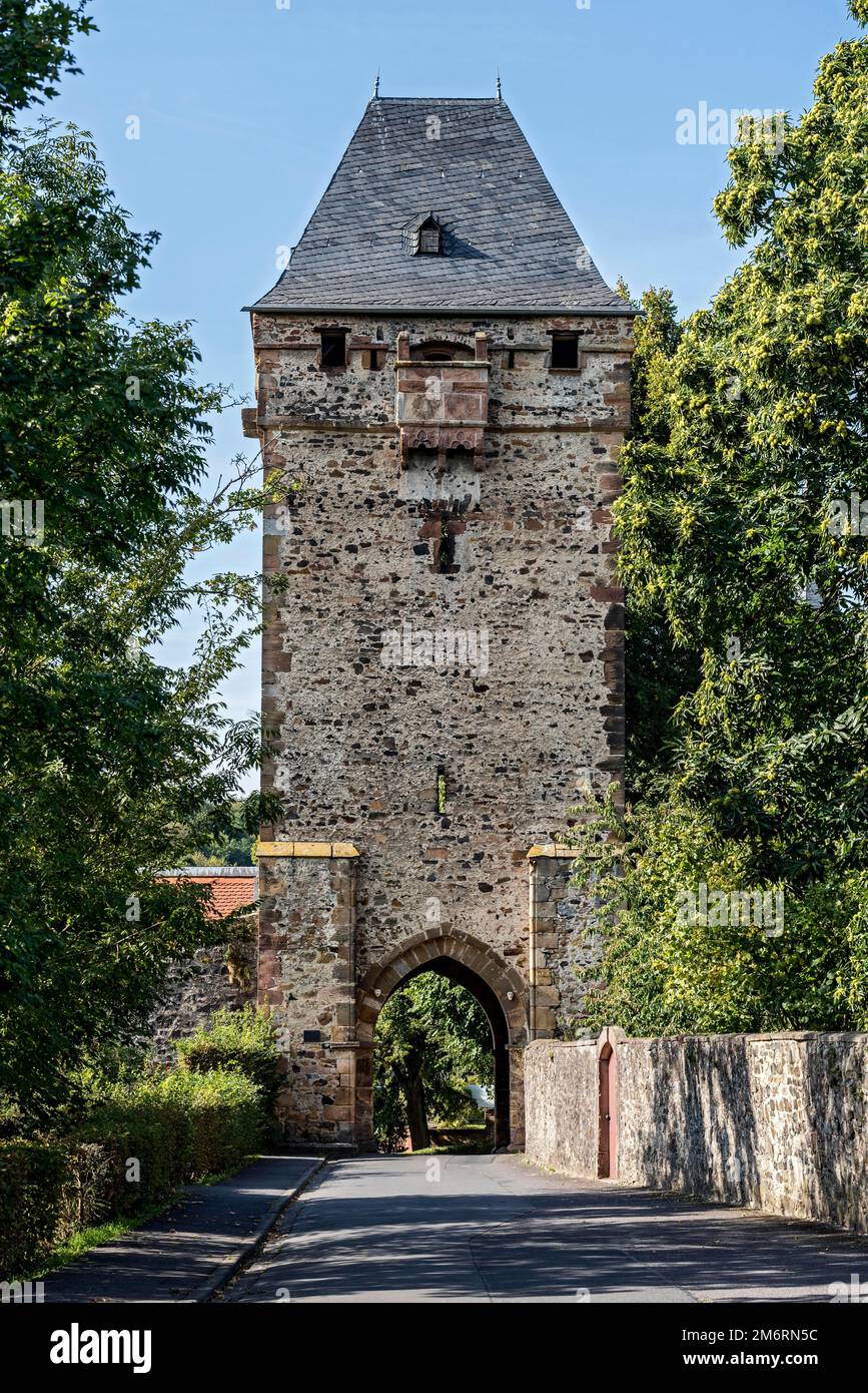 Upper town gate, upper gate of the medieval town fortification, old ...