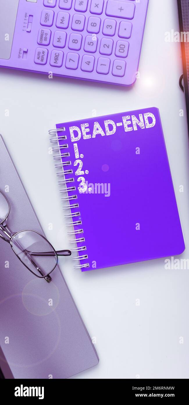 Handwriting text Dead End. Word for reaching limit of road or passage ...