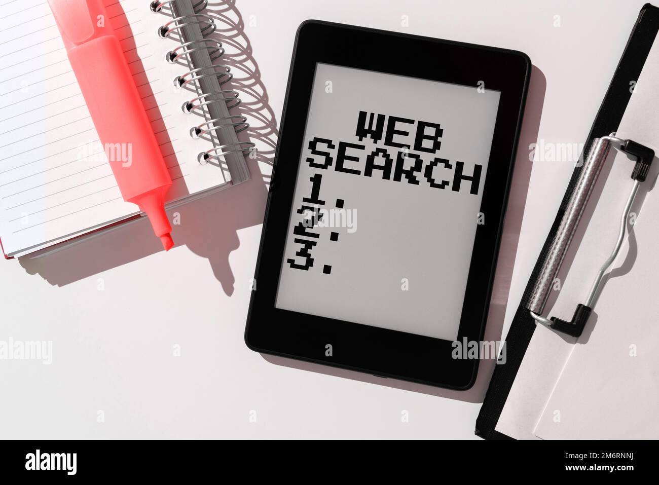 Text caption presenting Web Search. Business approach software system designed to search for ...