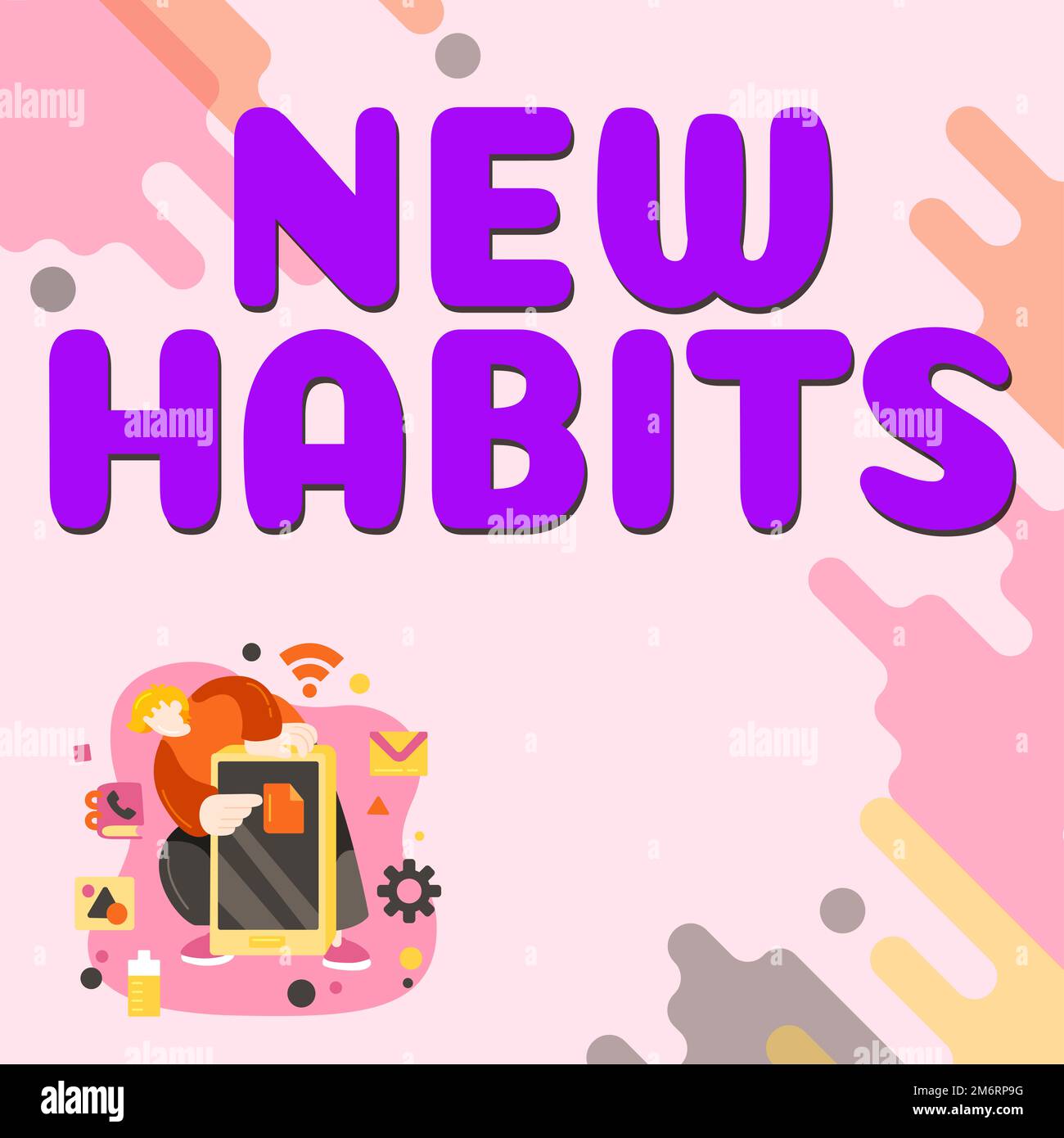 Handwriting text New Habits. Word for change the routine of behavior ...