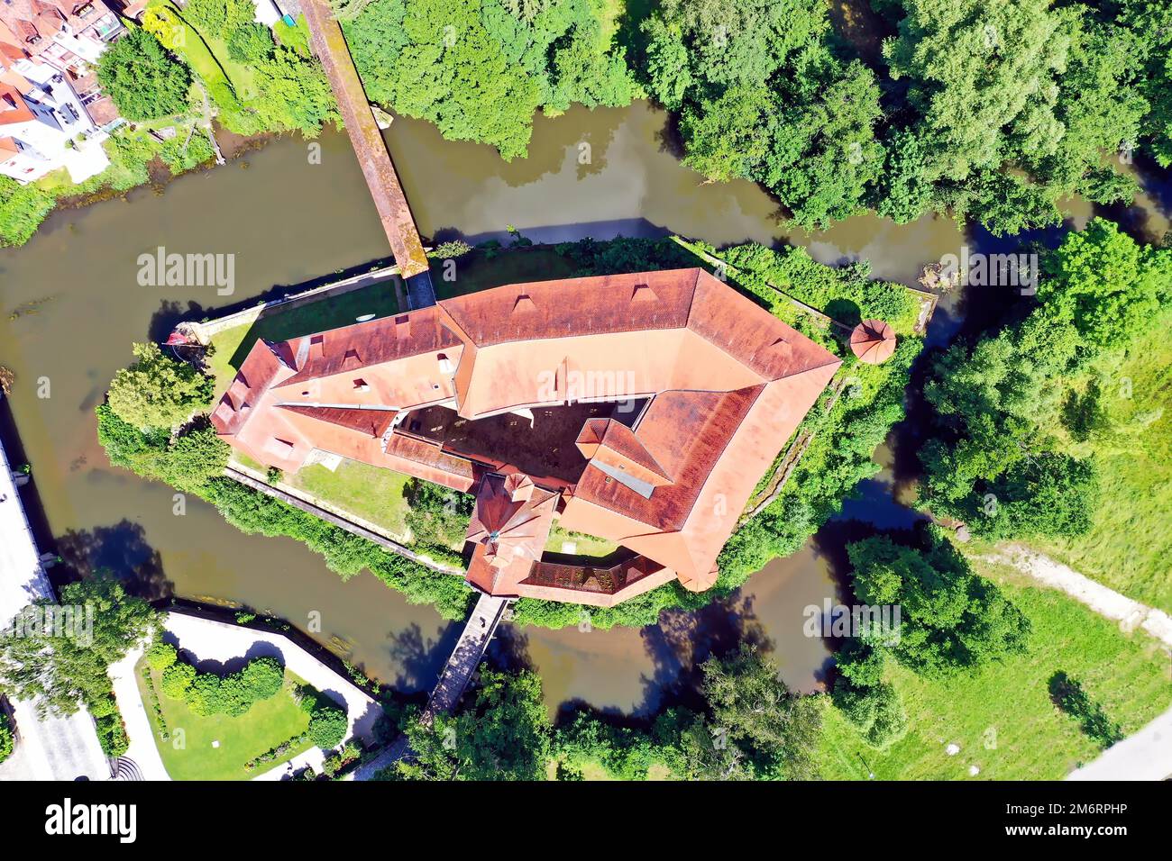 Aerial view of the Kaiserburg (Wenzel Castle) vertically from above in ...