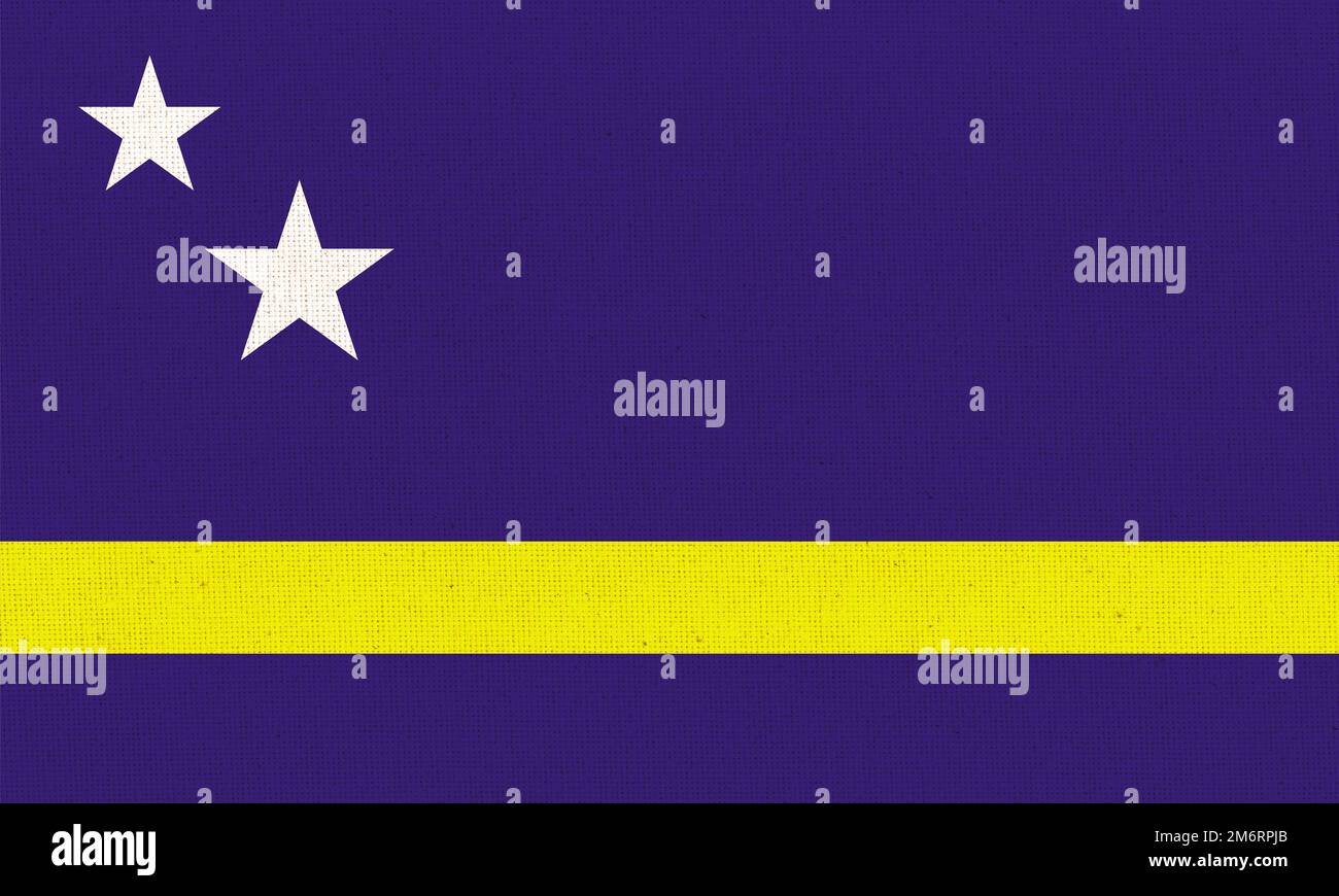 Flag of Curacao. Official symbol of Country of Curacao. 3D illustration ...