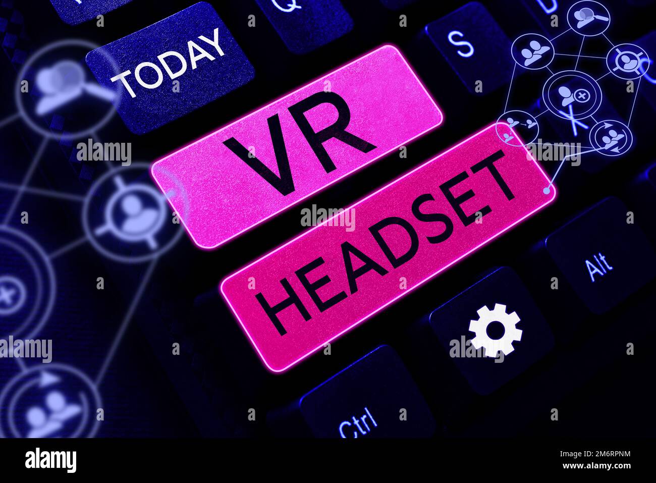 Text caption presenting Vr Headset. Internet Concept head-mounted ...