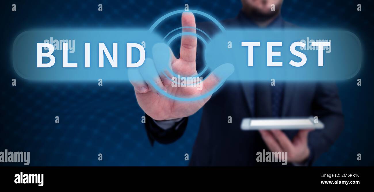 Hand writing sign Blind Test. Internet Concept Social engagement with a ...
