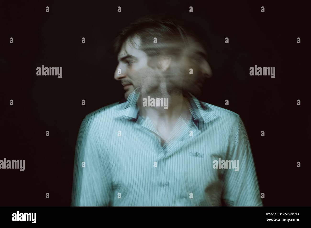 schizophrenic portrait of psychopathic man with mental disorders in ...