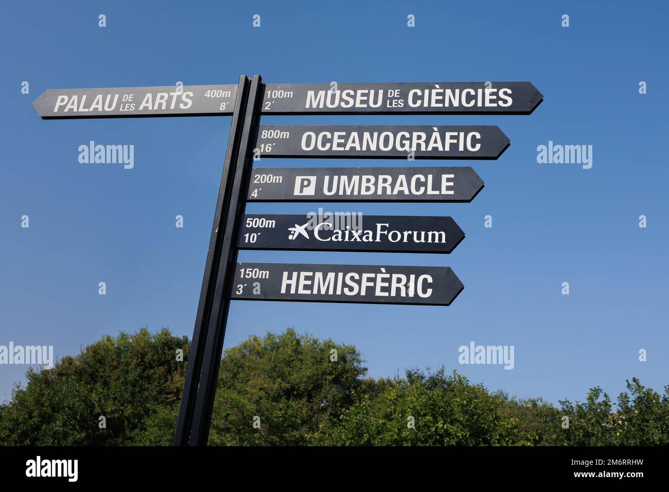 Directional Signs for Major Attractions in Valencia, Spain Stock Photo ...