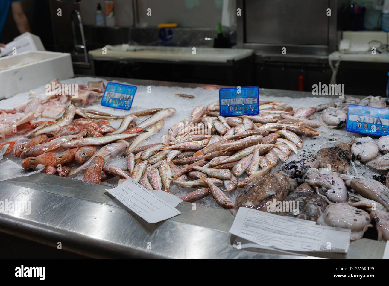 Market Stall with Freshly Caught Fish and Shellfish Stock Photo - Alamy