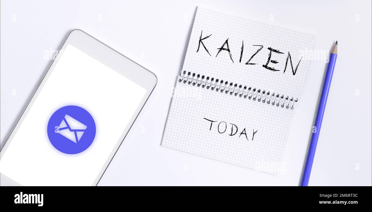 Conceptual caption Kaizen. Word for a Japanese business philosophy of ... Conceptual caption Kaizen. Word for a Japanese business philosophy of ...