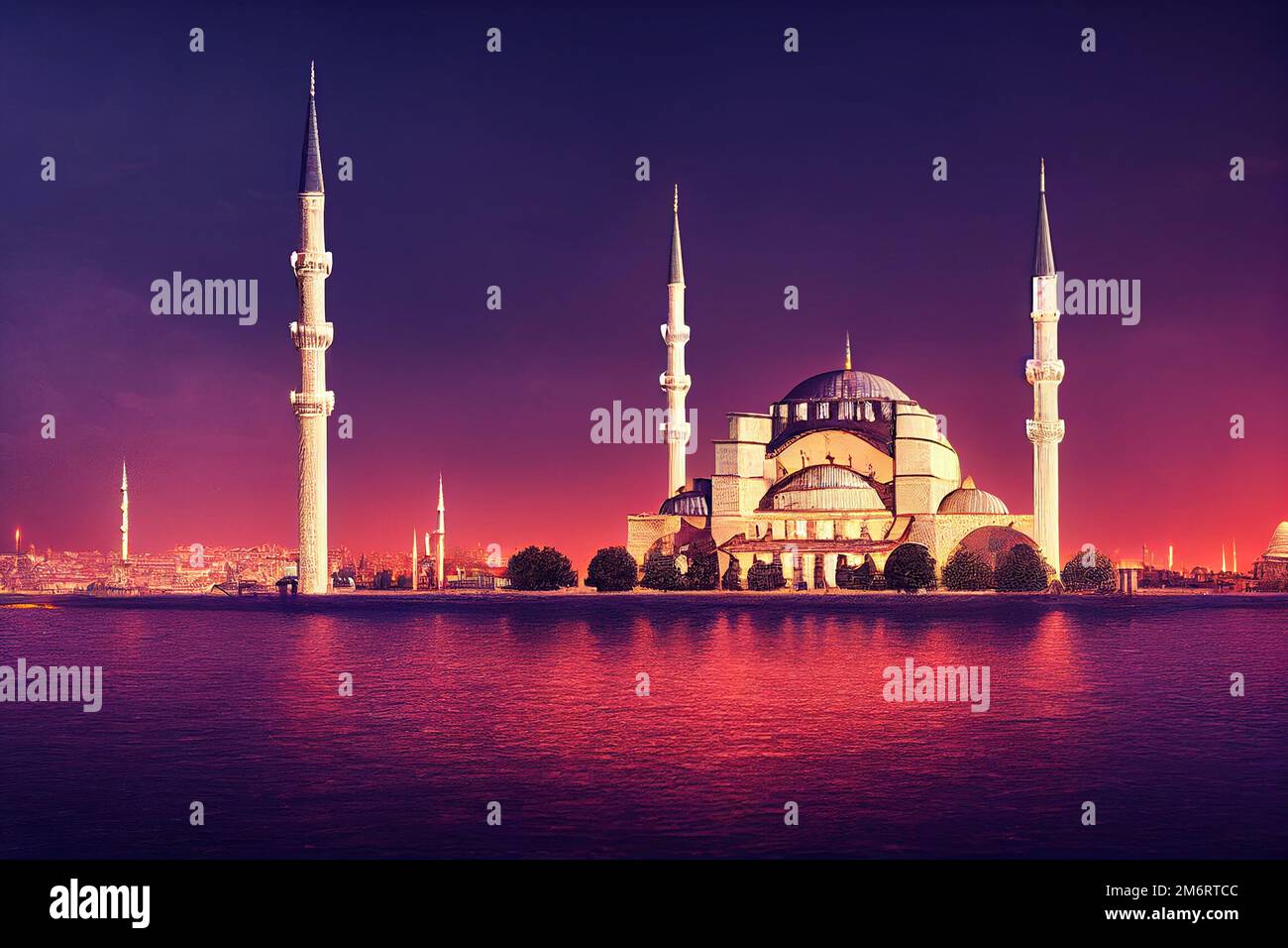 Islamic mosque in sunset lights Stock Photo - Alamy